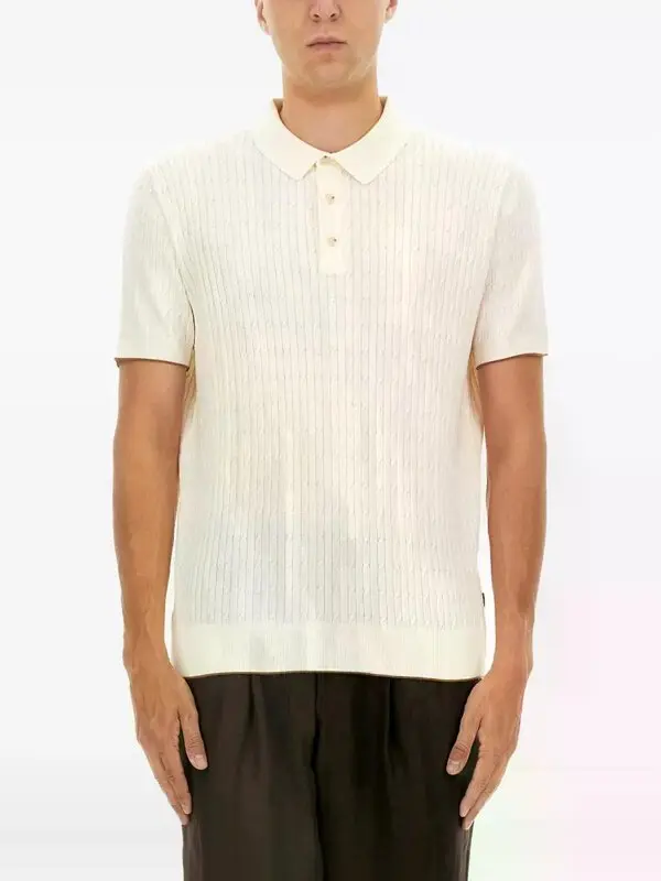BOSS Ribbed Polo Shirt - Neutrals