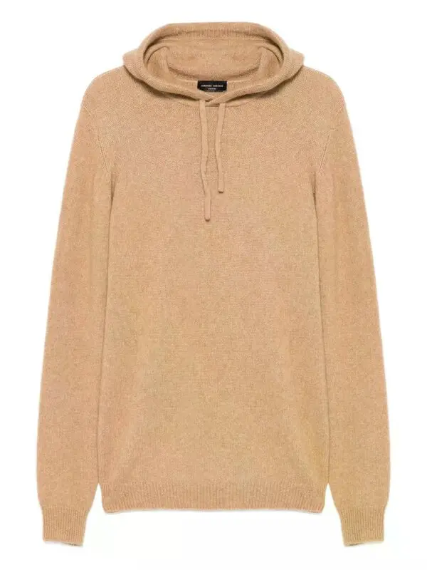 ROBERTO COLLINA Knitted Hoodie - Brown