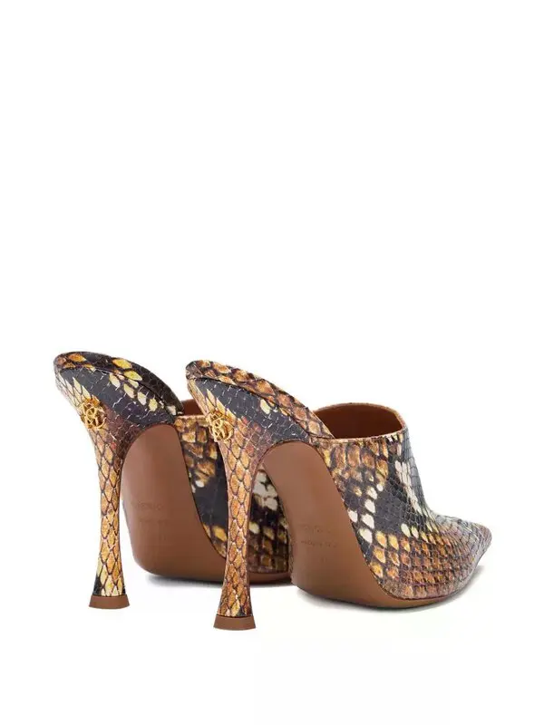 Roberto Cavalli Python-print Heeled Mules