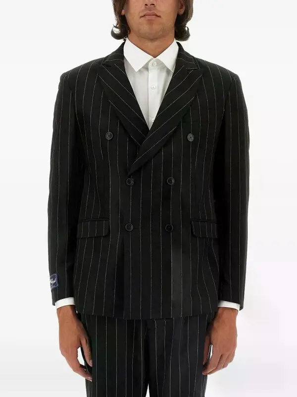 FAMILY FIRST Pinstripe Double-breasted Blazer