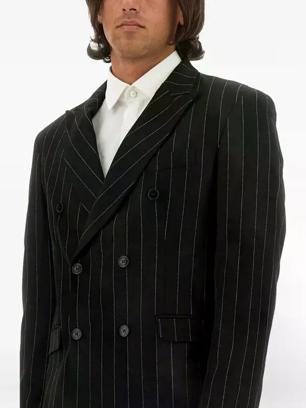 FAMILY FIRST Pinstripe Double-breasted Blazer