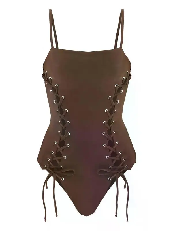 SELIA RICHWOOD Ada Lace-up Swimsuit - Brown