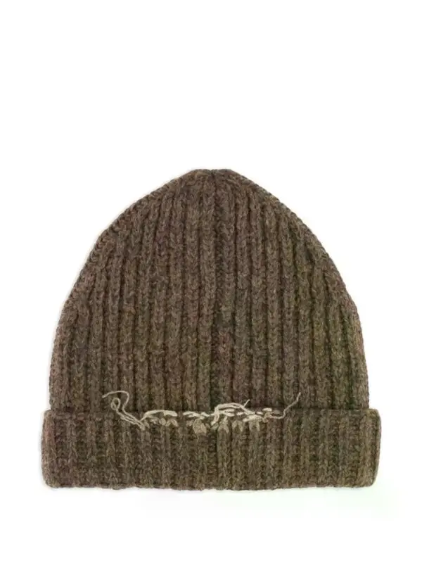MAISON MARGIELA Ribbed Beanie Hat - Brown