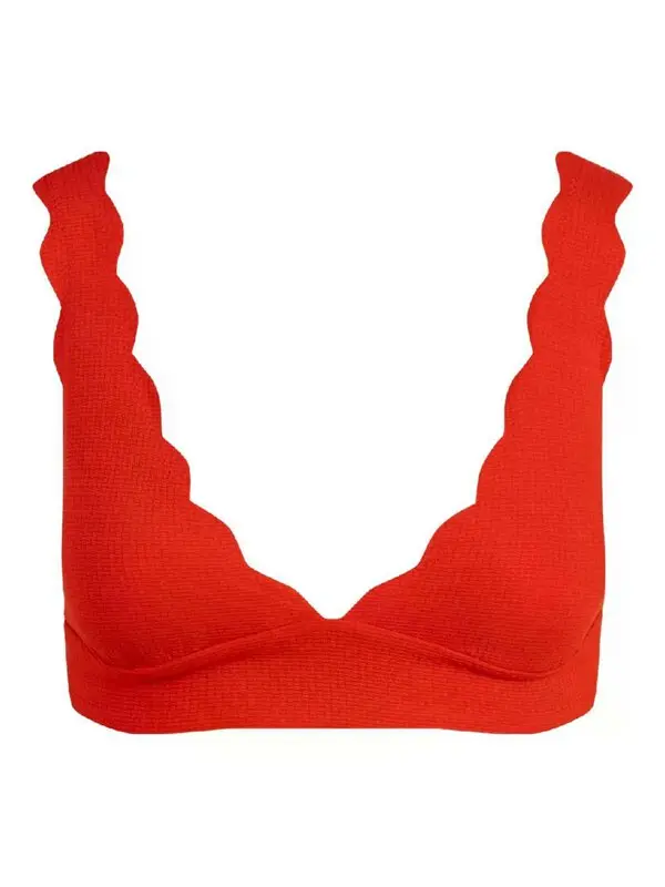 Marysia Santa Clara Scallop-edge Bikini Top - Red