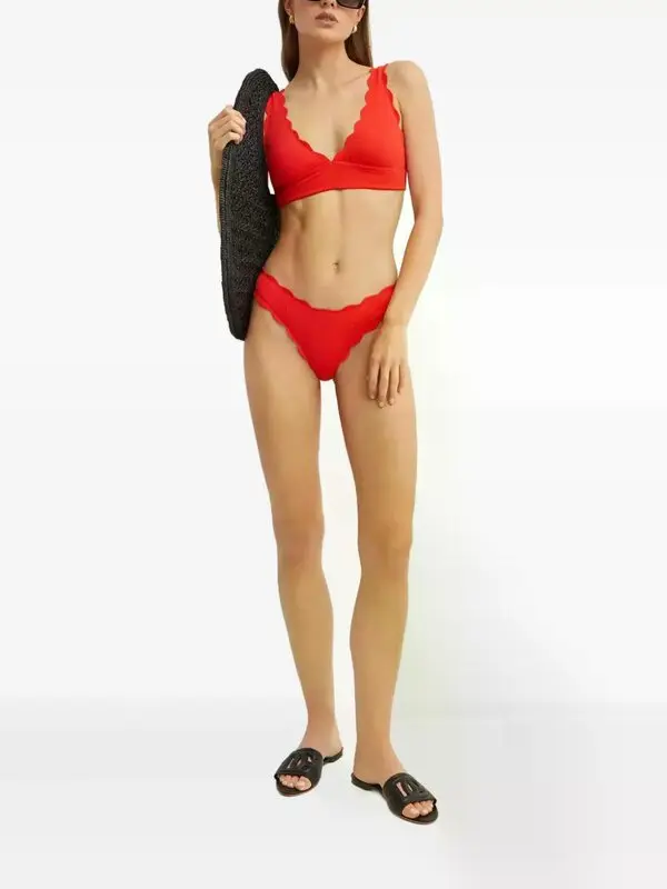 Marysia Santa Clara Scallop-edge Bikini Top - Red