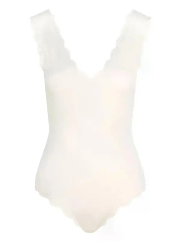 Marysia Charleston Scalloped V-neck Swimsuit - White