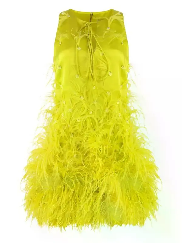 LES FILLES D'EVA Sequin-embellished Feather Mini Dress - Yellow