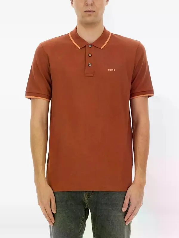 BOSS Buttoned Polo Shirt - Brown