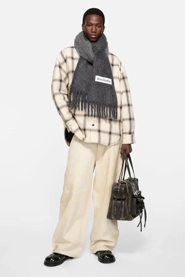 Acne Studios Wool Fringe Scarf - Dark Grey