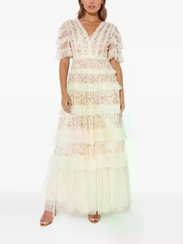 NEEDLE & THREAD Floral-embroidered Maxi Dress