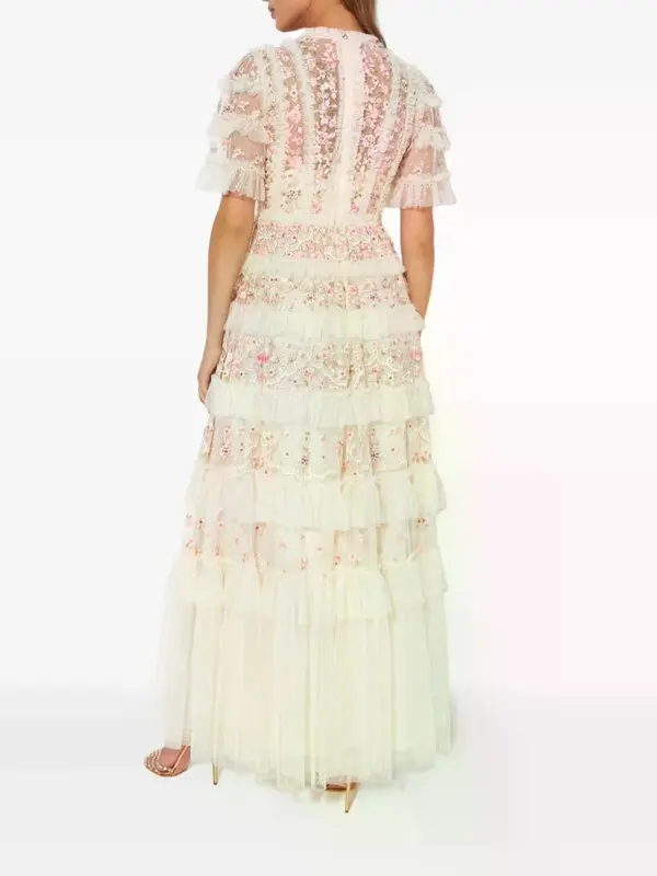 NEEDLE & THREAD Floral-embroidered Maxi Dress
