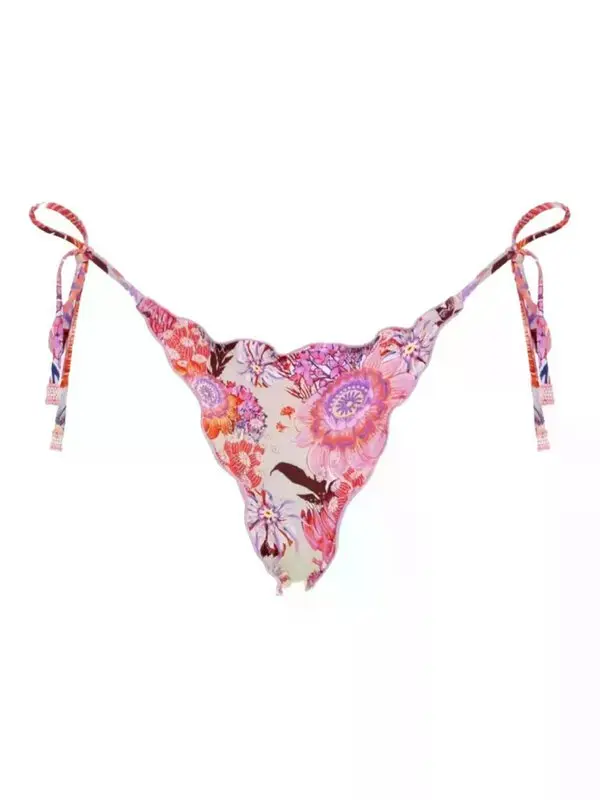 Agua Bendita Alegria Floral-print Bikini Bottoms - Neutrals
