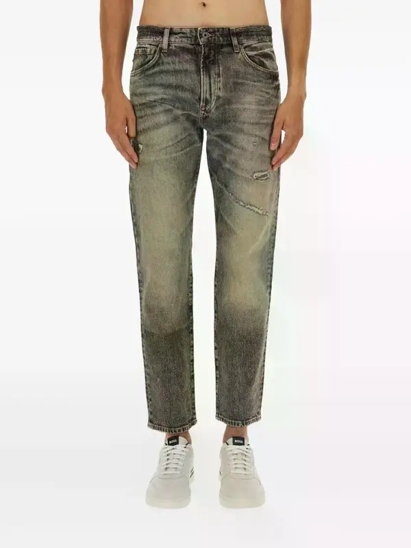 BOSS Distressed Straight-leg Jeans