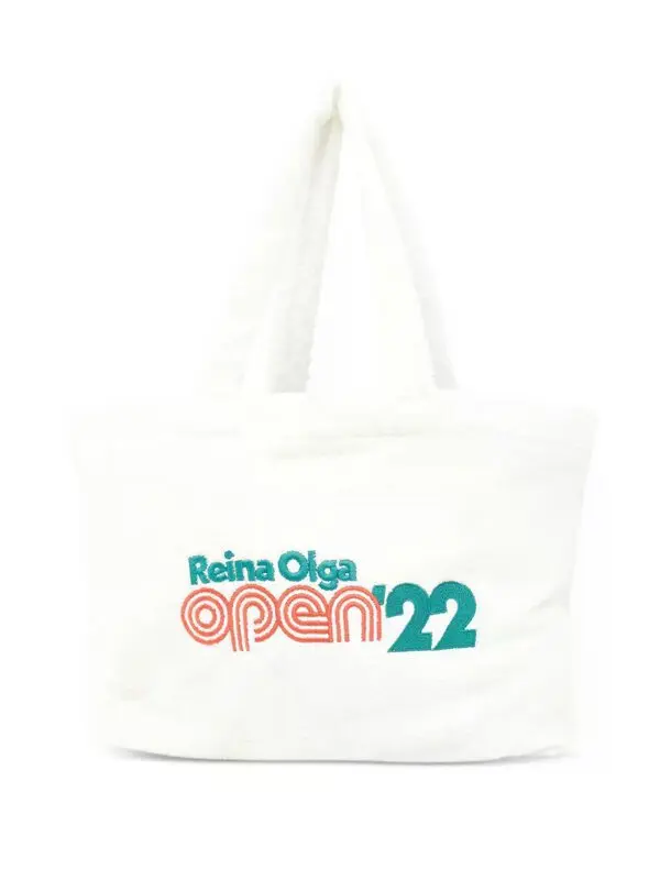 REINA OLGA Logo-embroidered Beach Bag - White