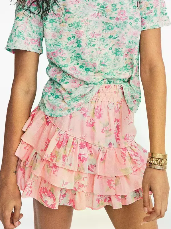 LoveShackFancy Mini Ruffled Skirt - Pink