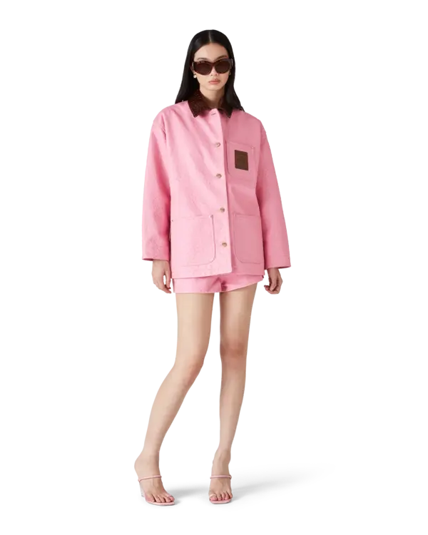 Casablanca Embossed Leather Workwear Coat