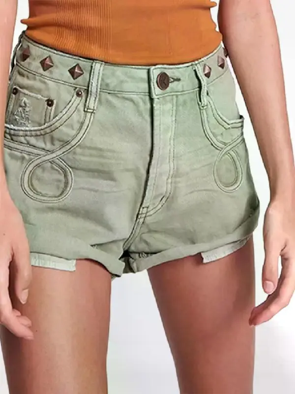 ONETEASPOON Button-fastening Denim Shorts - Green