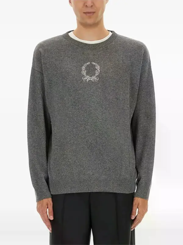 Moschino Embroidered Crew-neck Sweater - Grey