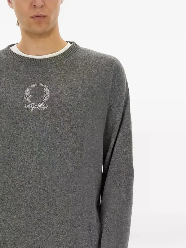 Moschino Embroidered Crew-neck Sweater - Grey