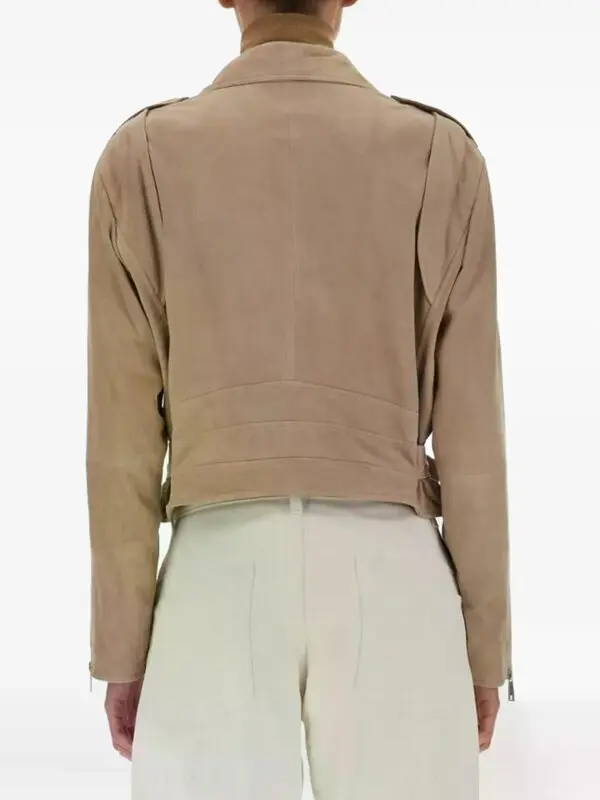 ARMA Belted-waist Asymmetrical-zip Jacket - Neutrals