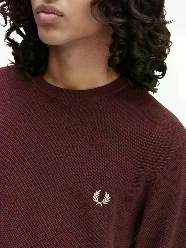 Fred Perry Textured Logo Sweater - Red