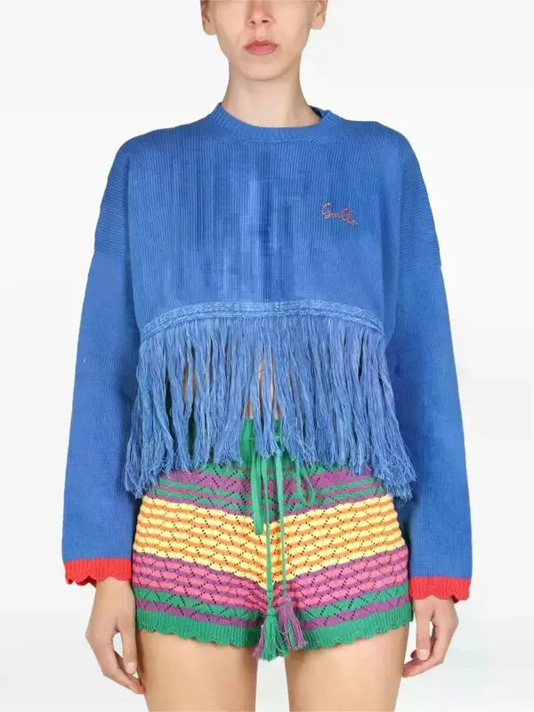 GALLO Fringed Long-sleeves Sweater