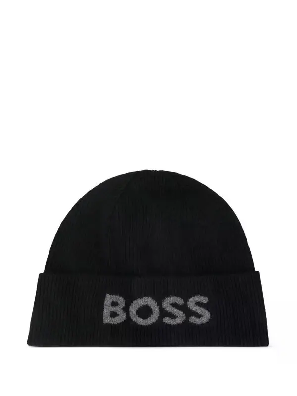 BOSS Logo-embroidered Beanie - Black
