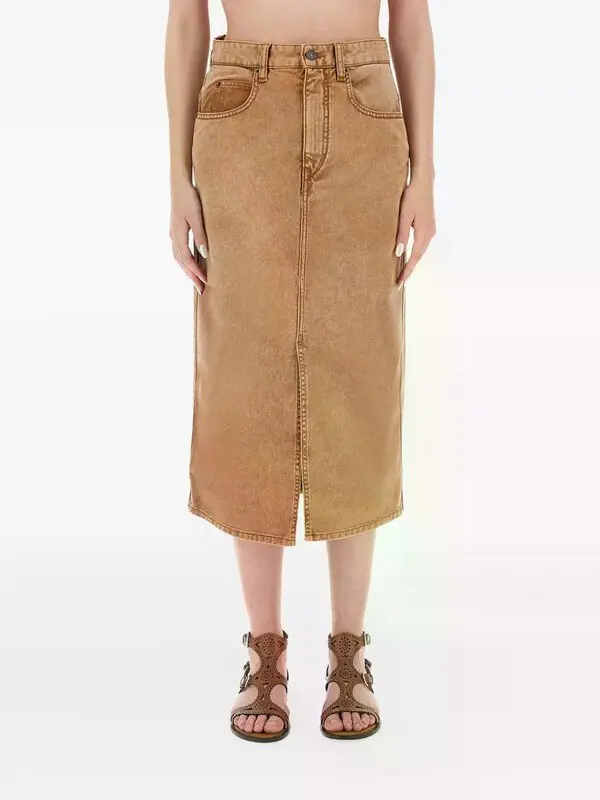 Isabel Marant Front-slit Denim Midi Skirt