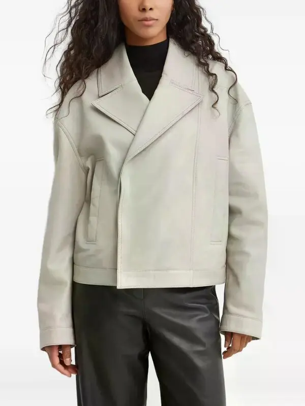 Loulou De Saison Wide-lapel Leather Jacket - Neutrals