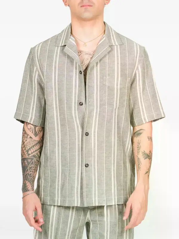 PAOLO PECORA Striped-pattern Short-sleeve Shirt