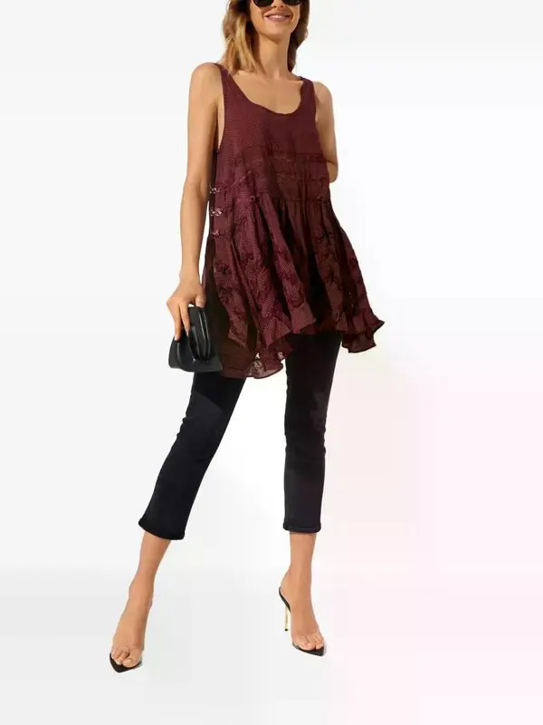 Free People Patterned Ruffled Top
