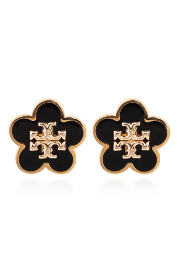 Tory Burch Floral Motif Stud Earrings - Black