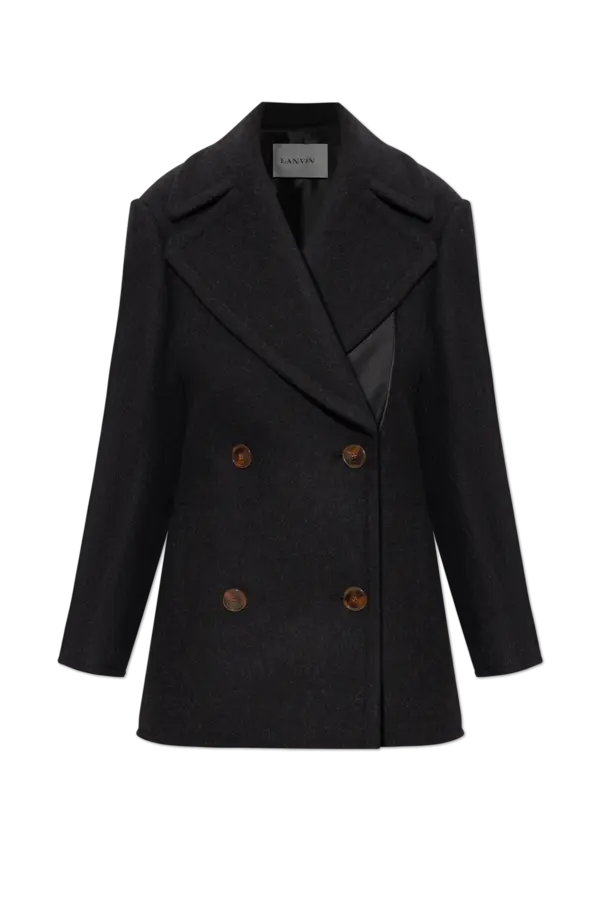 LANVIN Short Double-breasted Coat - Black
