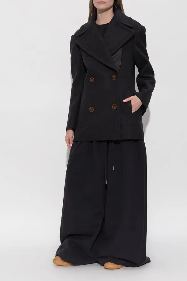 LANVIN Short Double-breasted Coat - Black