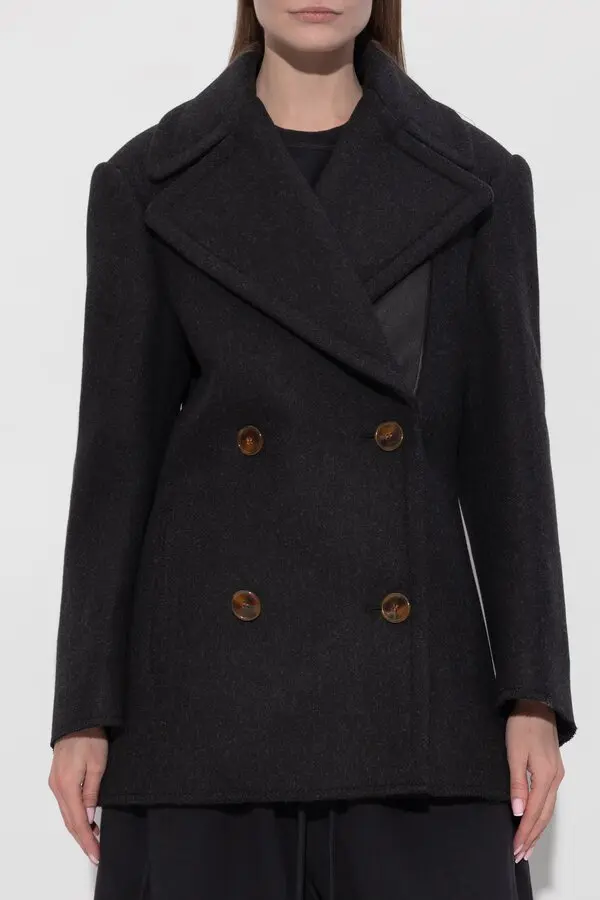 LANVIN Short Double-breasted Coat - Black