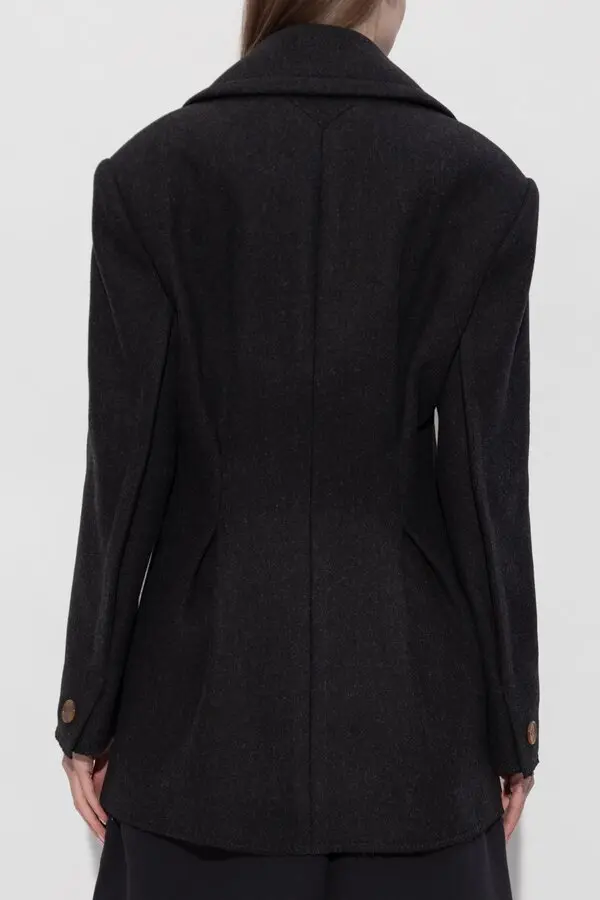 LANVIN Short Double-breasted Coat - Black
