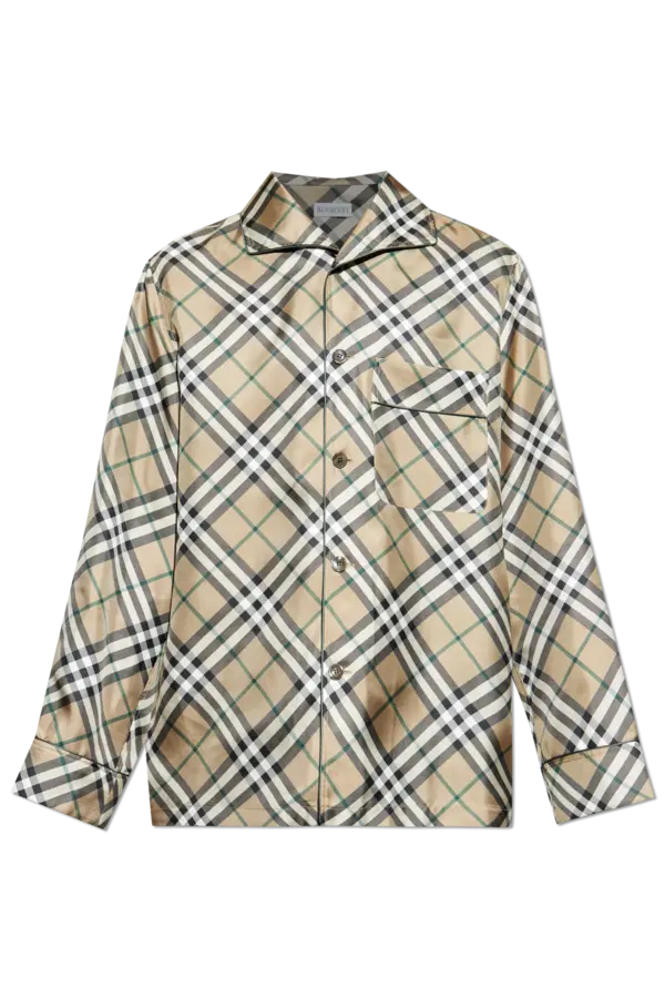 Burberry Silk Shirt With Check Pattern - Beige