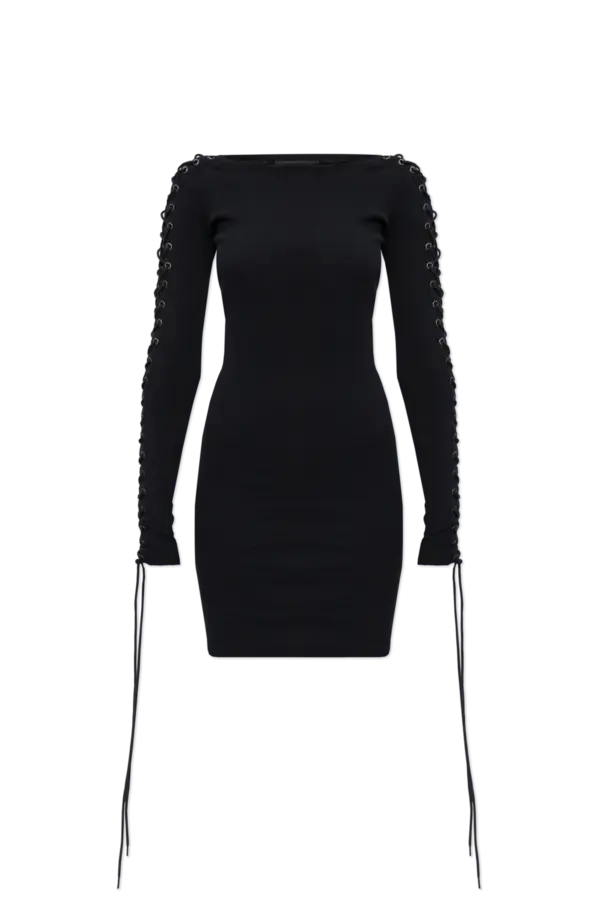 Balenciaga Ribbed Bodycon Dress - Black