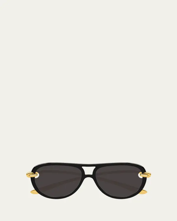 Bottega Veneta Knot Aviator Sunglasses - Black