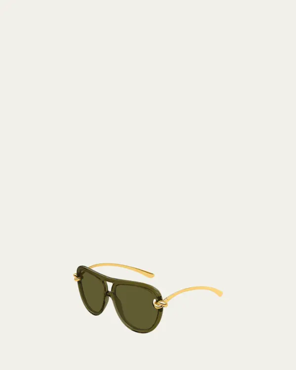 Bottega Veneta Knot Aviator Sunglasses - Green