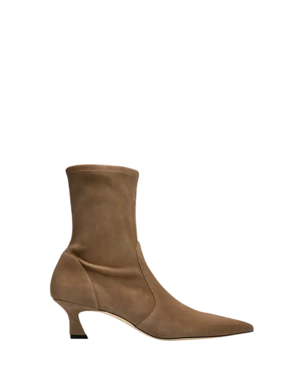 STUART WEITZMAN 50mm Vinnie Suede Stretch Booties - Taupe