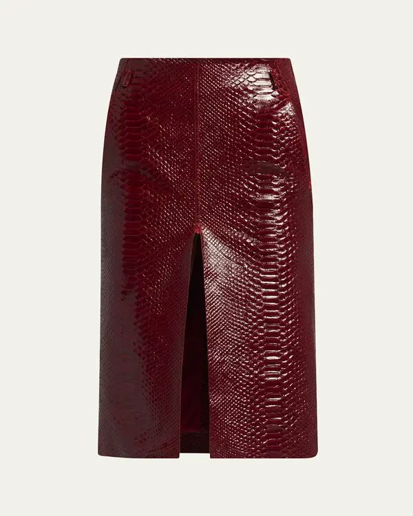 TOM FORD Snake-effect Leather Midi Skirt