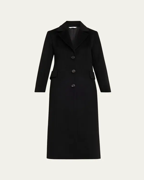 Fleurette Mia Italian Wool Maxi Coat - Black