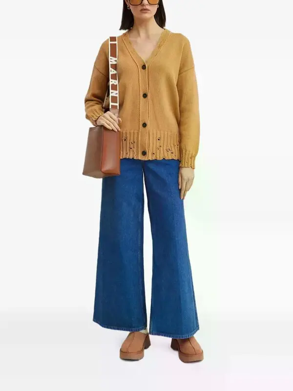 Marni Button Distressed Cardigan