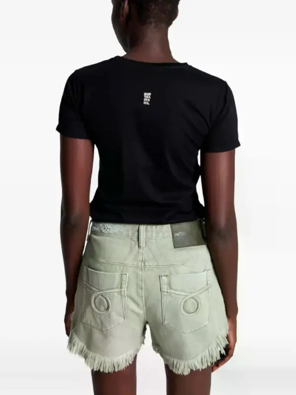 ONETEASPOON Le Wolves Le Loop Buttoned Frayed Hem Shorts