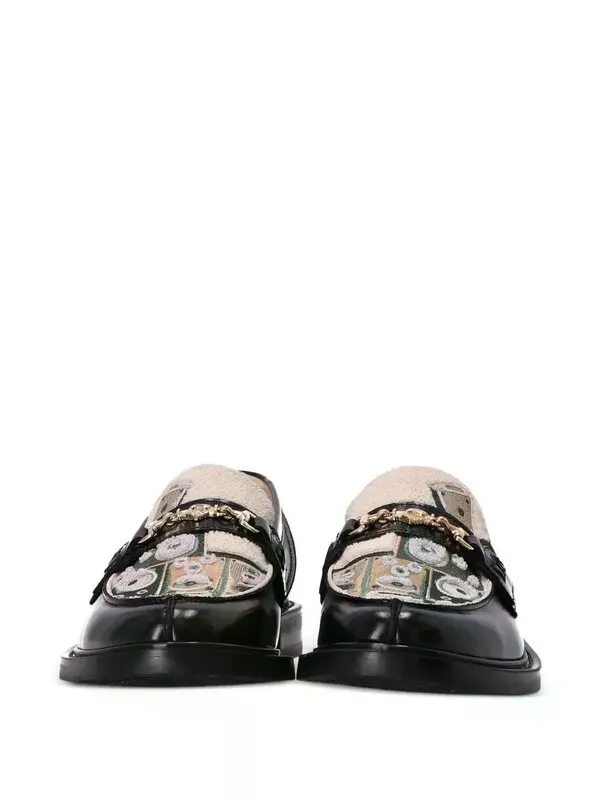 Filling Pieces Leather Loafers With Patterned Detailing