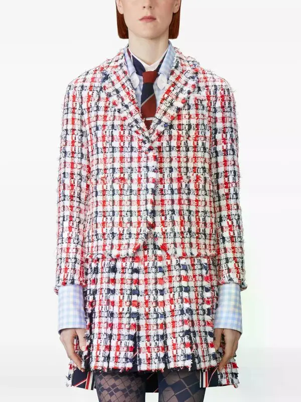 Thom Browne Gingham Checks Tweed Blazer