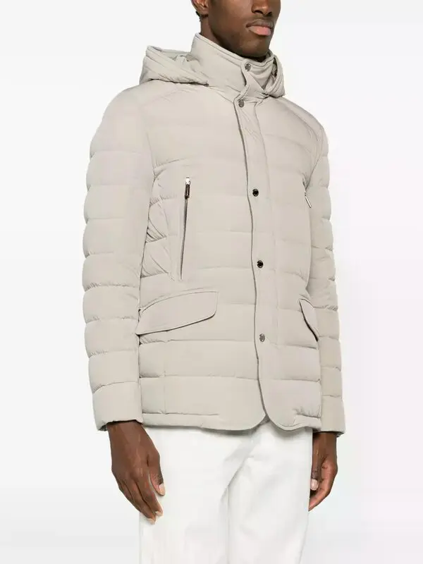 MOORER Padded Down Hooded Jacket - Neutrals