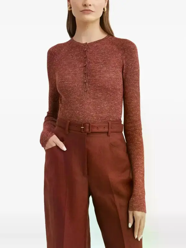 Gabriela Hearst Anges Button-collar T-shirt - Red