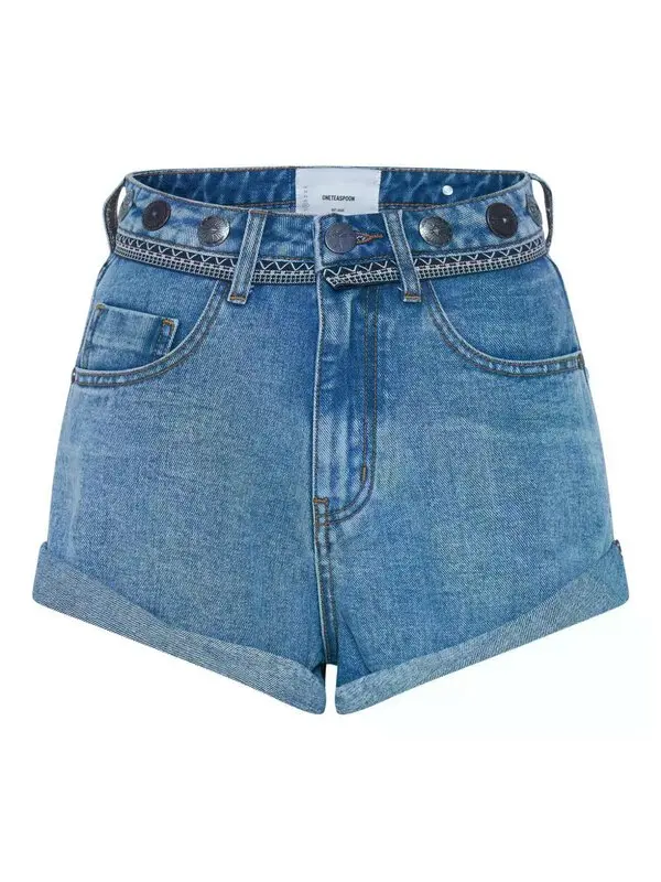 ONETEASPOON Bandits Marbled-denim Shorts - Blue